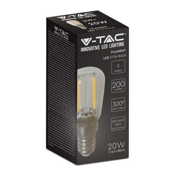 v-tac Lampadina Led E14 2w Filamento Bianco Naturale Tubolare